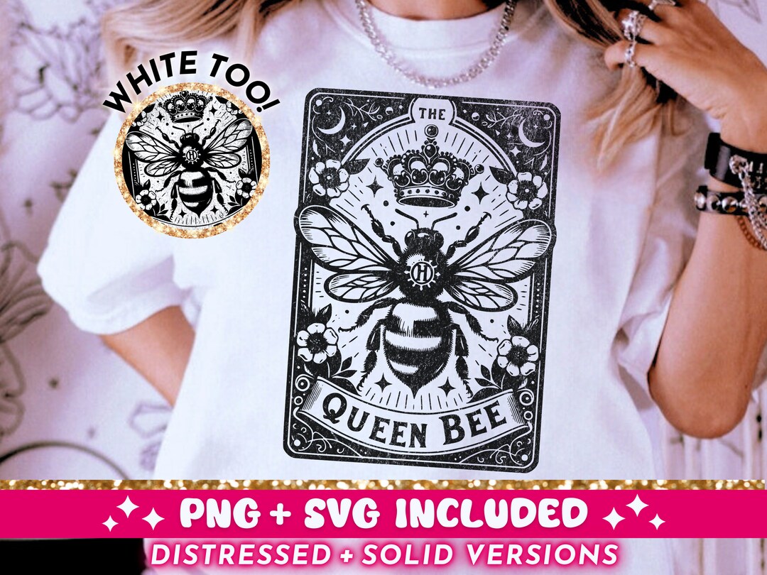 The Queen Bee Tarot Card SVG PNG, Witchy Vibes Sublimation Design, Celestial Bees Tarot Gothic T ...