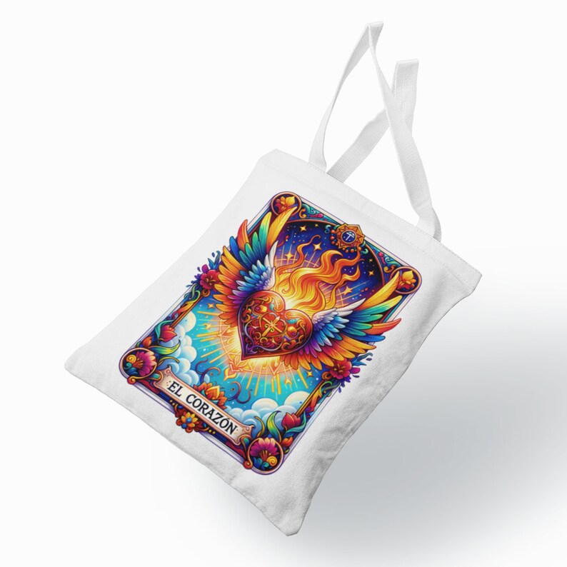 El Corazón Tarot Card PNG, Burning Heart Wings Sublimation Design ...