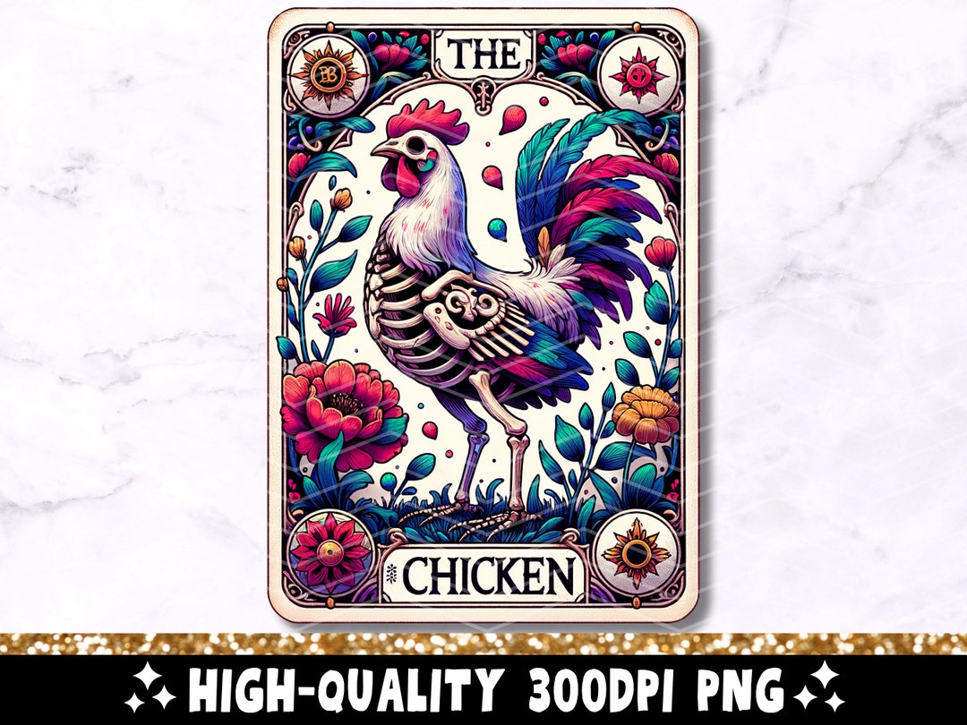 The Chicken Tarot Card PNG, Chicken Skeleton Sublimation Design, Witchy ...