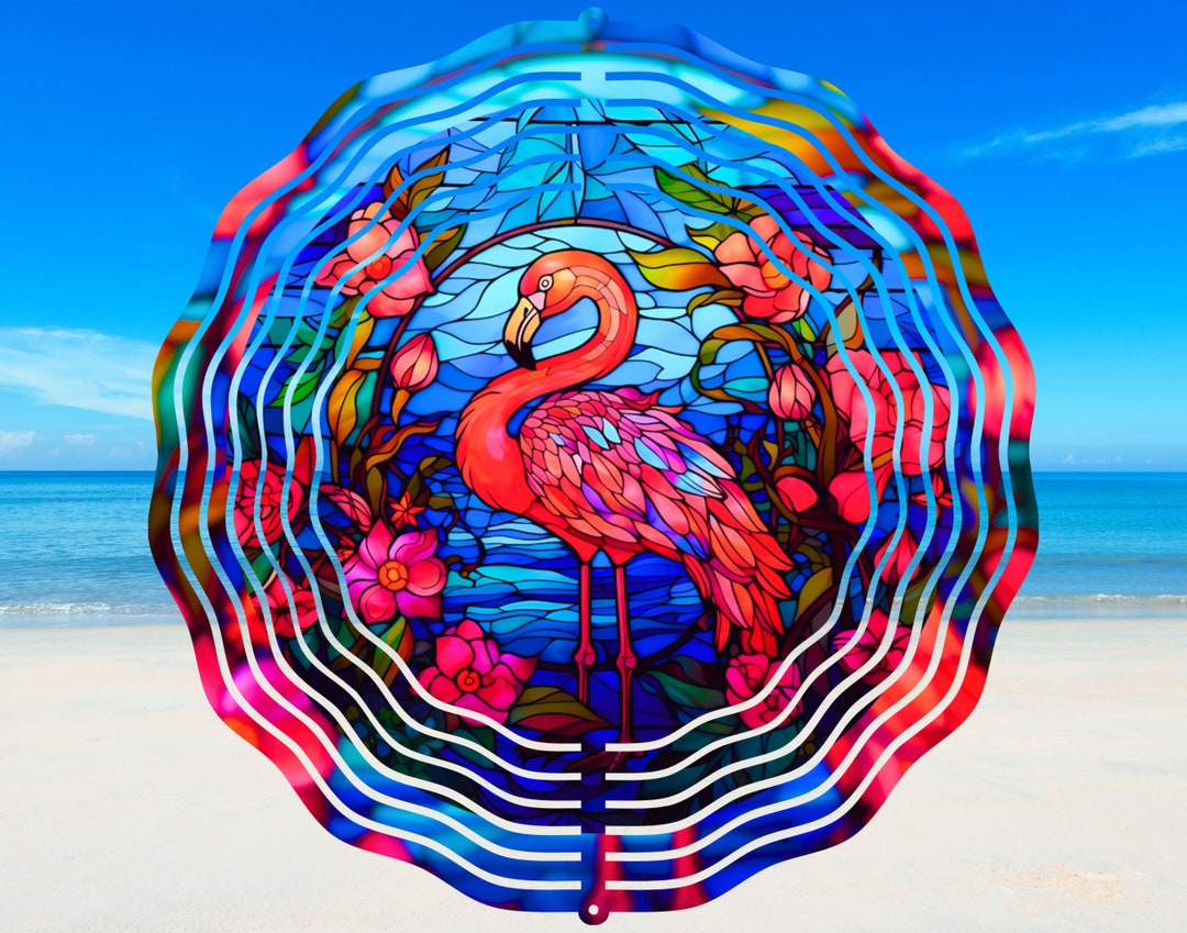 Flamingo Wind Spinner PNG, Stained Glass Wind Spinner Sublimation ...