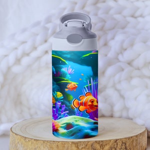 Underwater Fish 12oz Kids Flip Top Sippy Cup Tumbler Wrap, 12oz ...