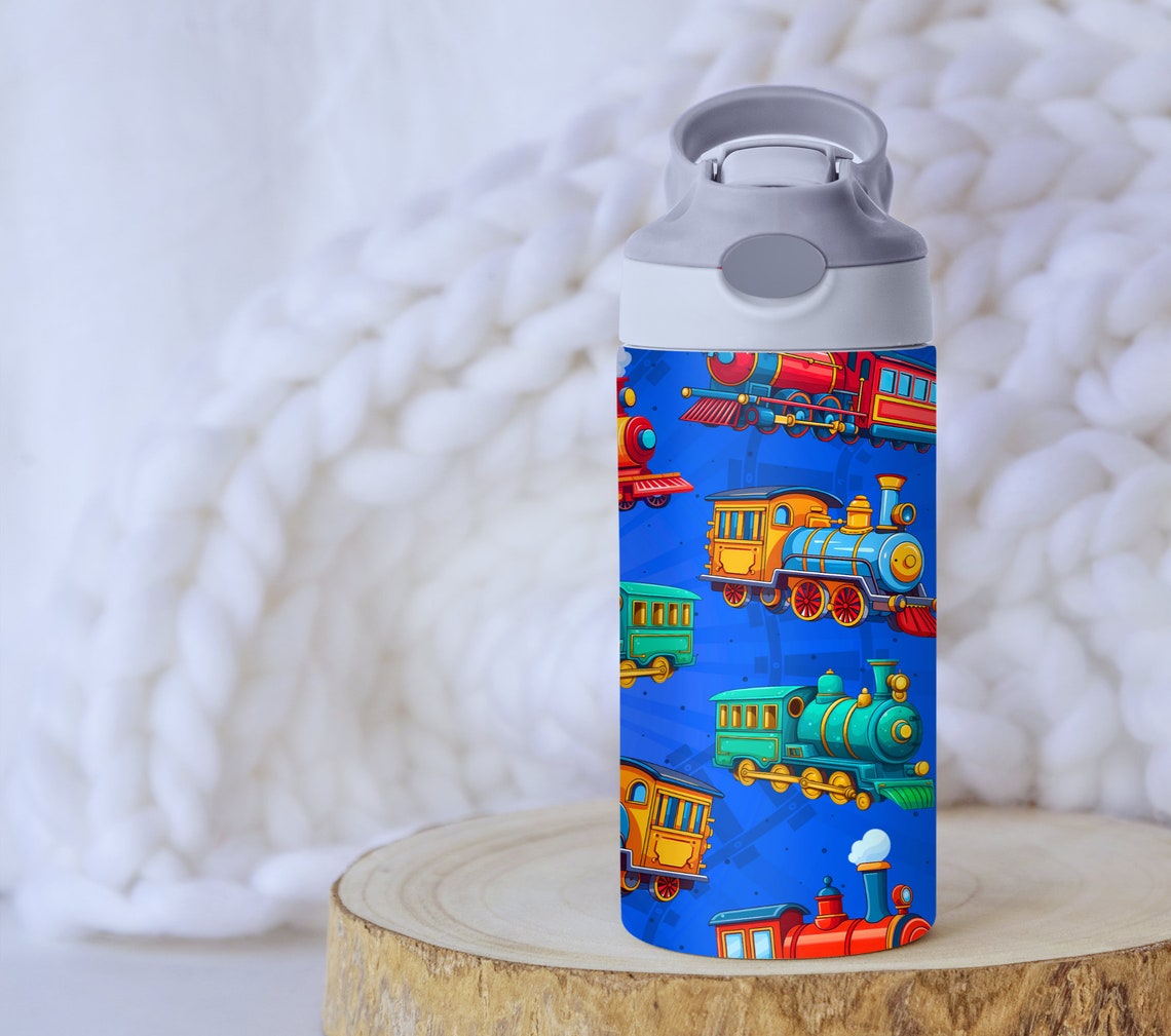 Trains 12oz Kids Flip Top Sippy Cup Tumbler Wrap, 12oz Straight Tumbler ...