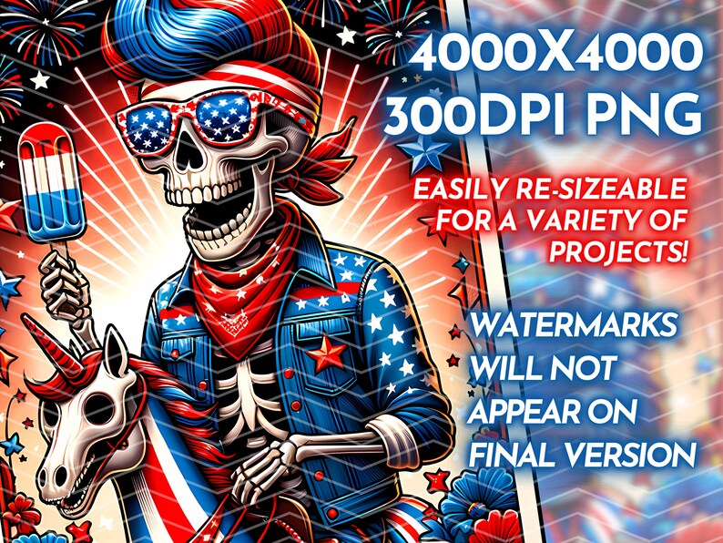 The Patriot Funny Tarot Card PNG, American Skeleton Sublimation Design ...