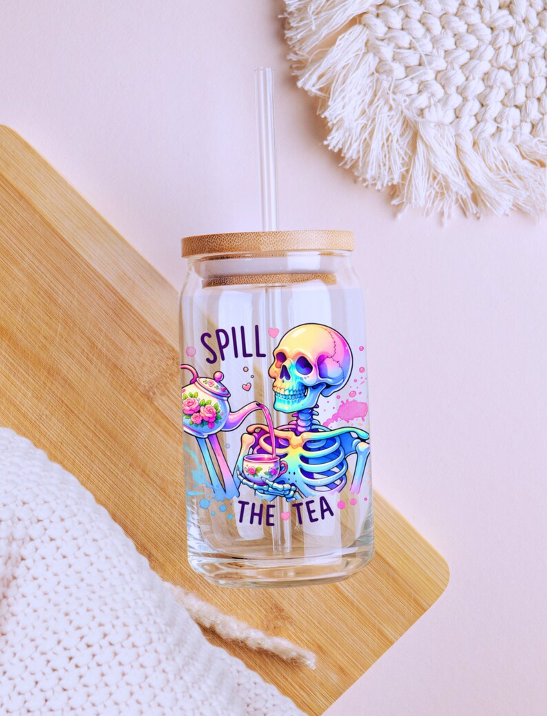 Spill the Tea PNG, Sarcastic Skeleton Sublimation Design, Trendy Skull ...