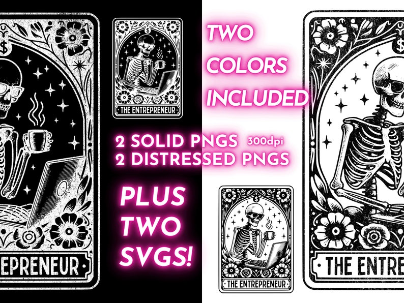 The Entrepreneur Tarot Card SVG PNG, Skeleton Sublimation Design ...