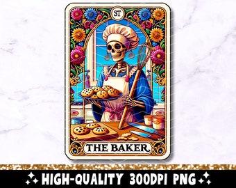 The Baker Tarot Card PNG, Cooking Skeleton Sublimation Design, Baking ...