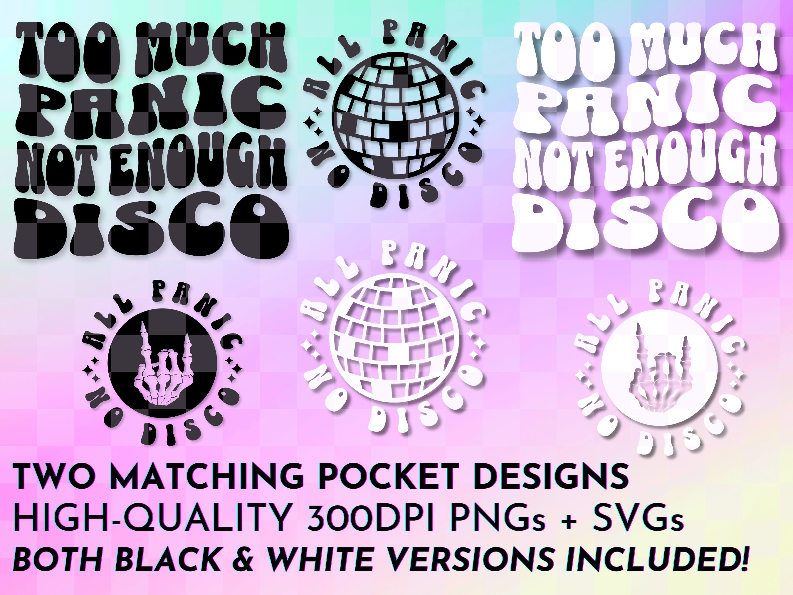 Too Much Panic Not Enough Disco PNG SVG, Funny Retro PNG Design, Adult ...