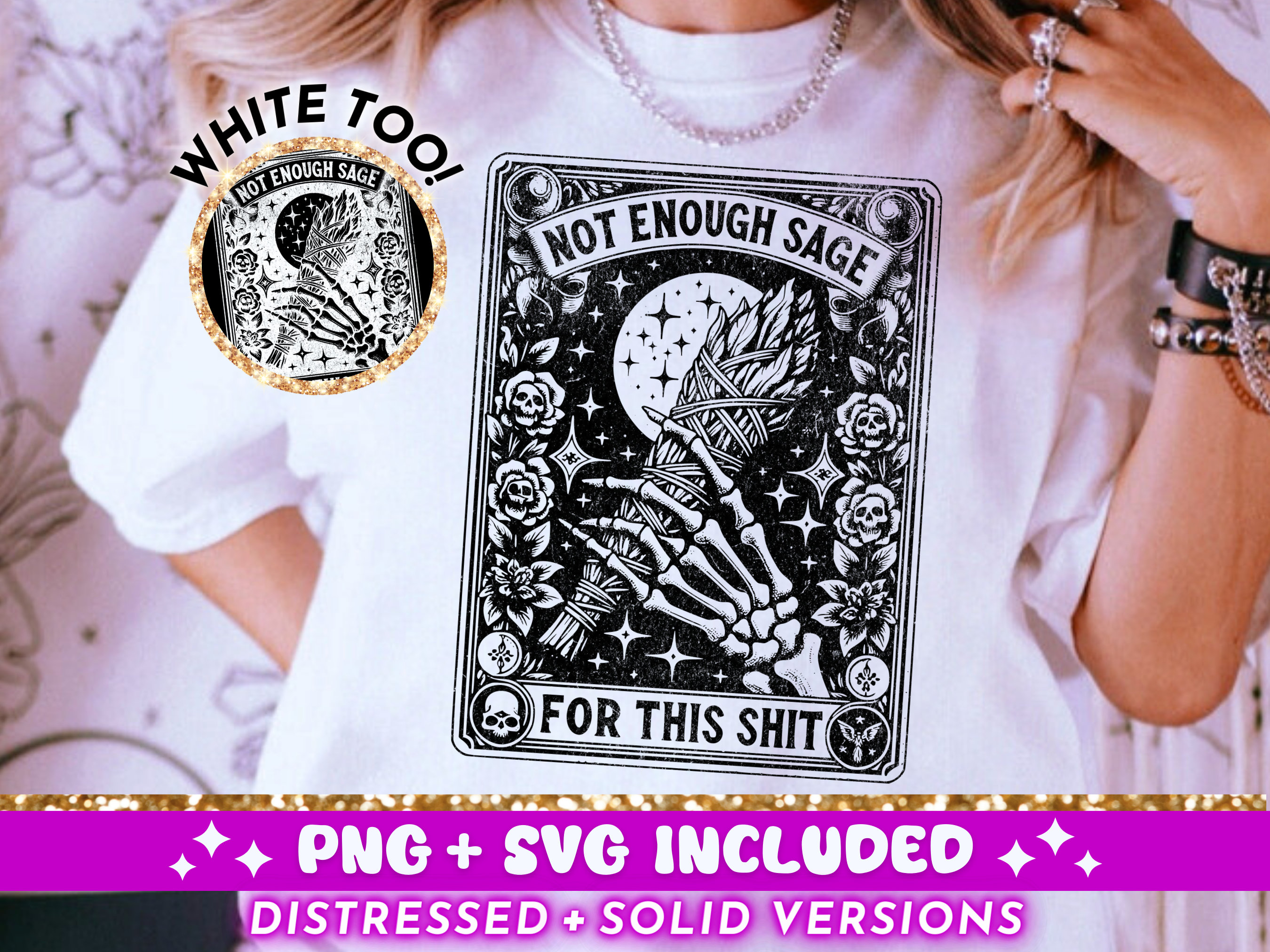 Not Enough Sage Funny Tarot Card SVG PNG, Sarcastic Sweary Skeleton ...