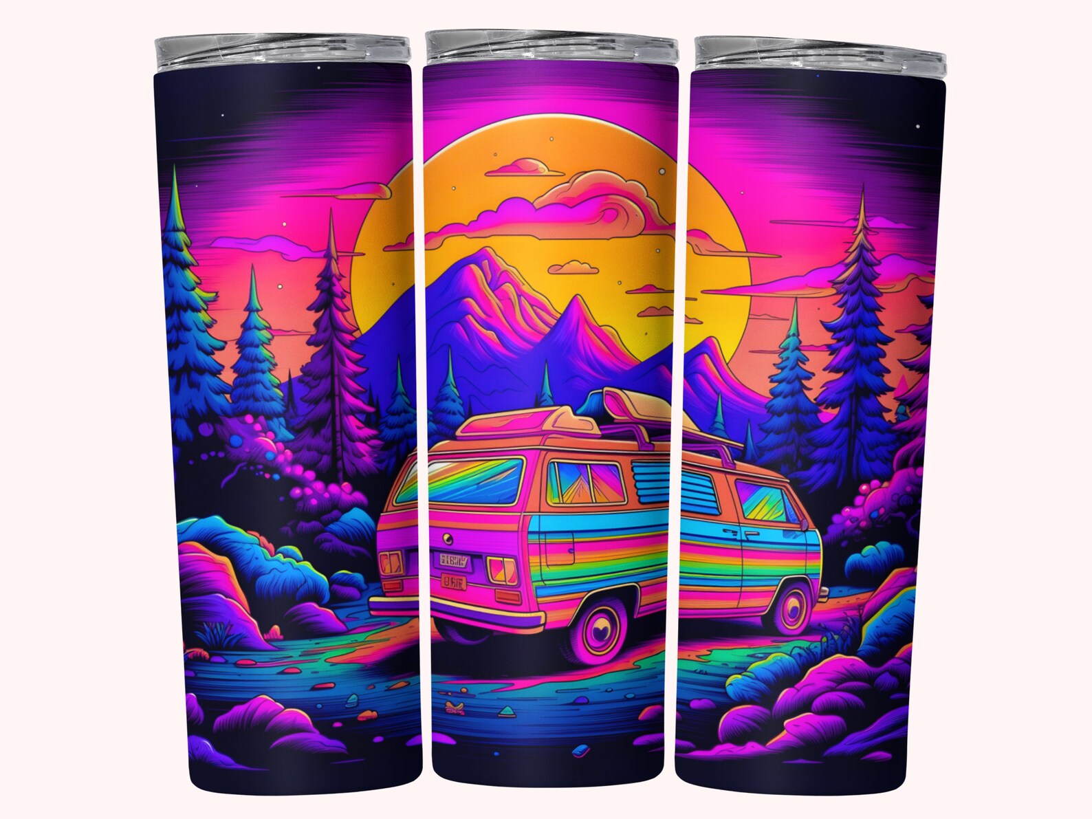 Neon Camping Tumbler Wrap 20oz Skinny Tumble Sublimation PNG - Etsy