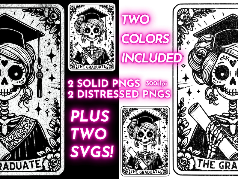 The Graduate Tarot Card SVG PNG, Graduation Skeleton Skull Sublimation ...