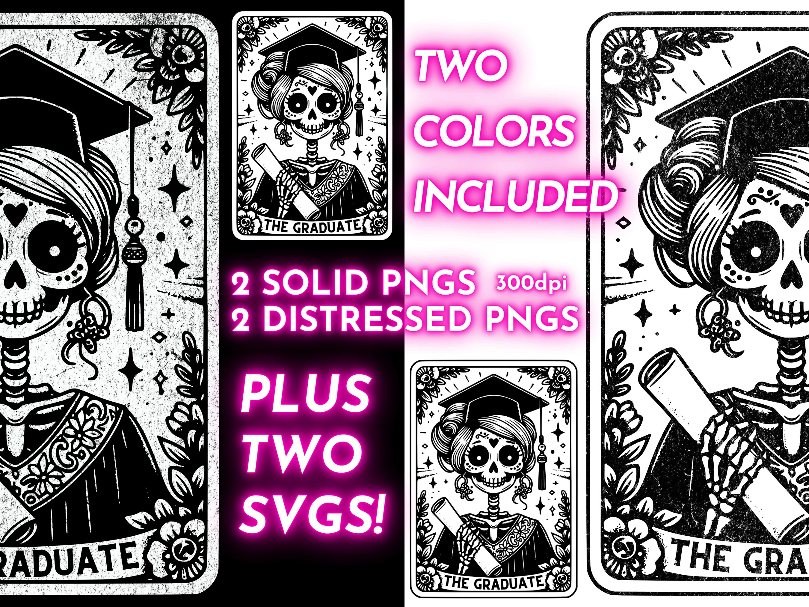 The Graduate Tarot Card SVG PNG, Graduation Skeleton Skull Sublimation ...