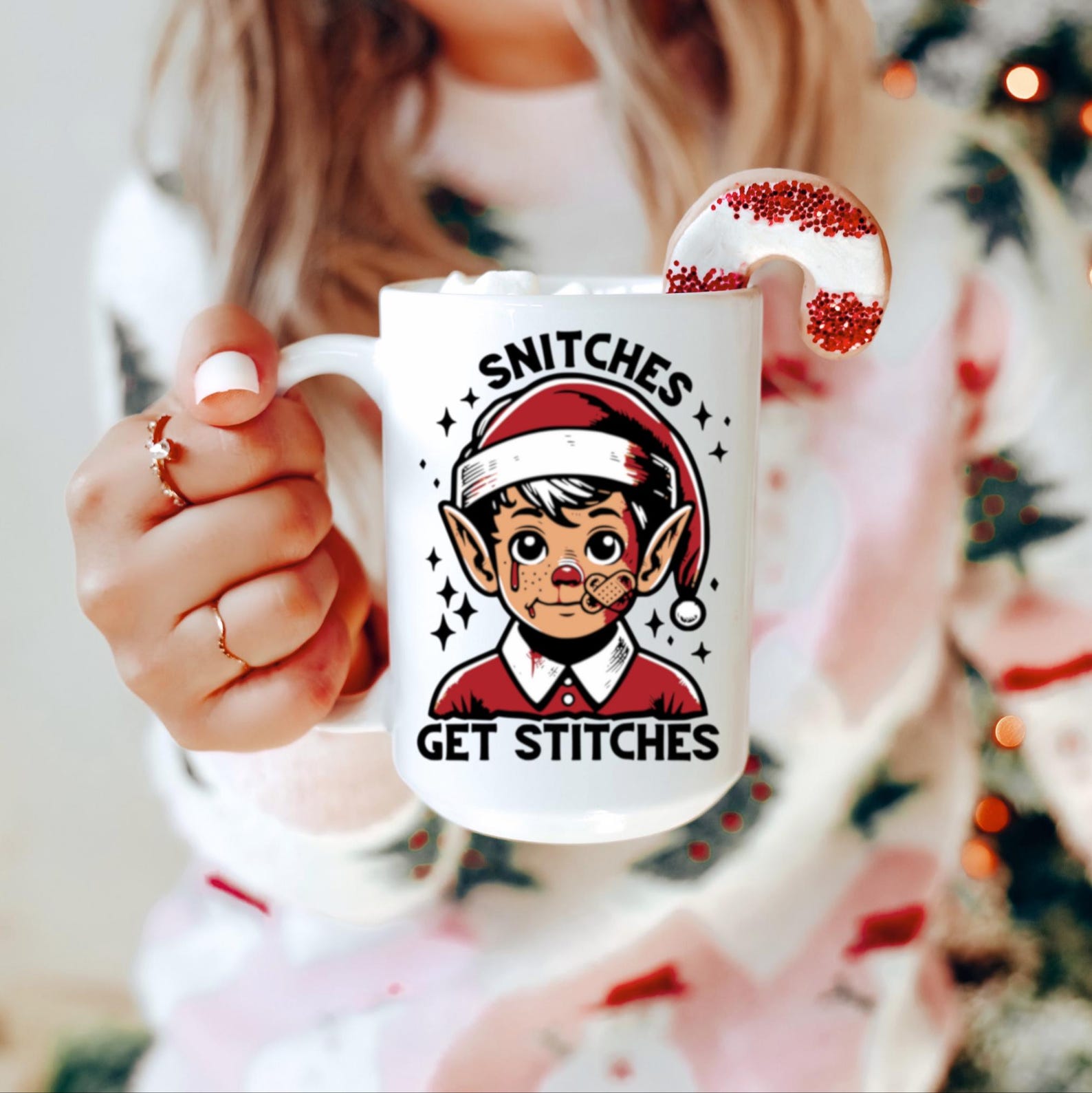 Snitches Get Stitches PNG SVG, Funny Christmas Sarcastic Elf ...