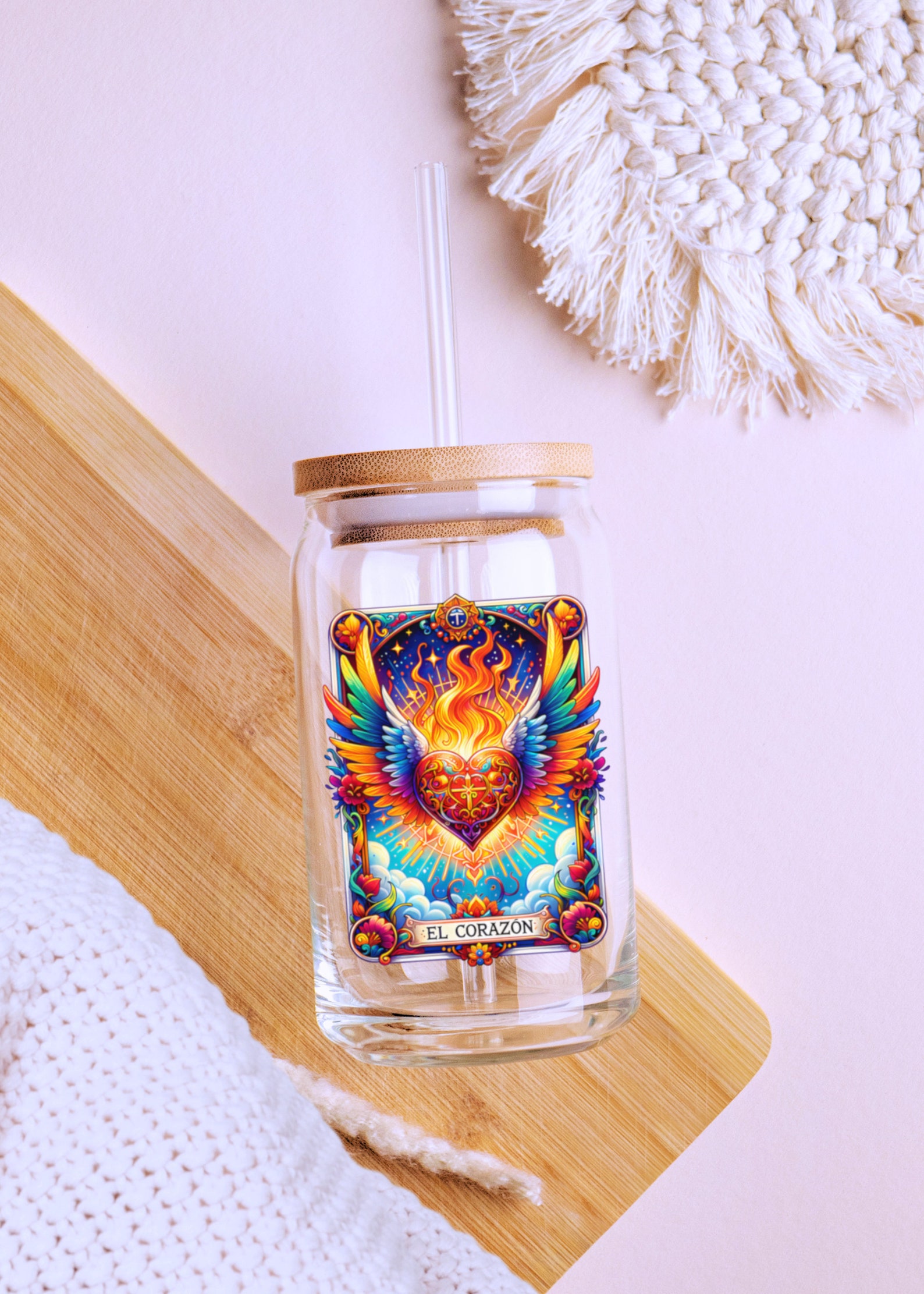 El Corazón Tarot Card PNG, Burning Heart Wings Sublimation Design ...