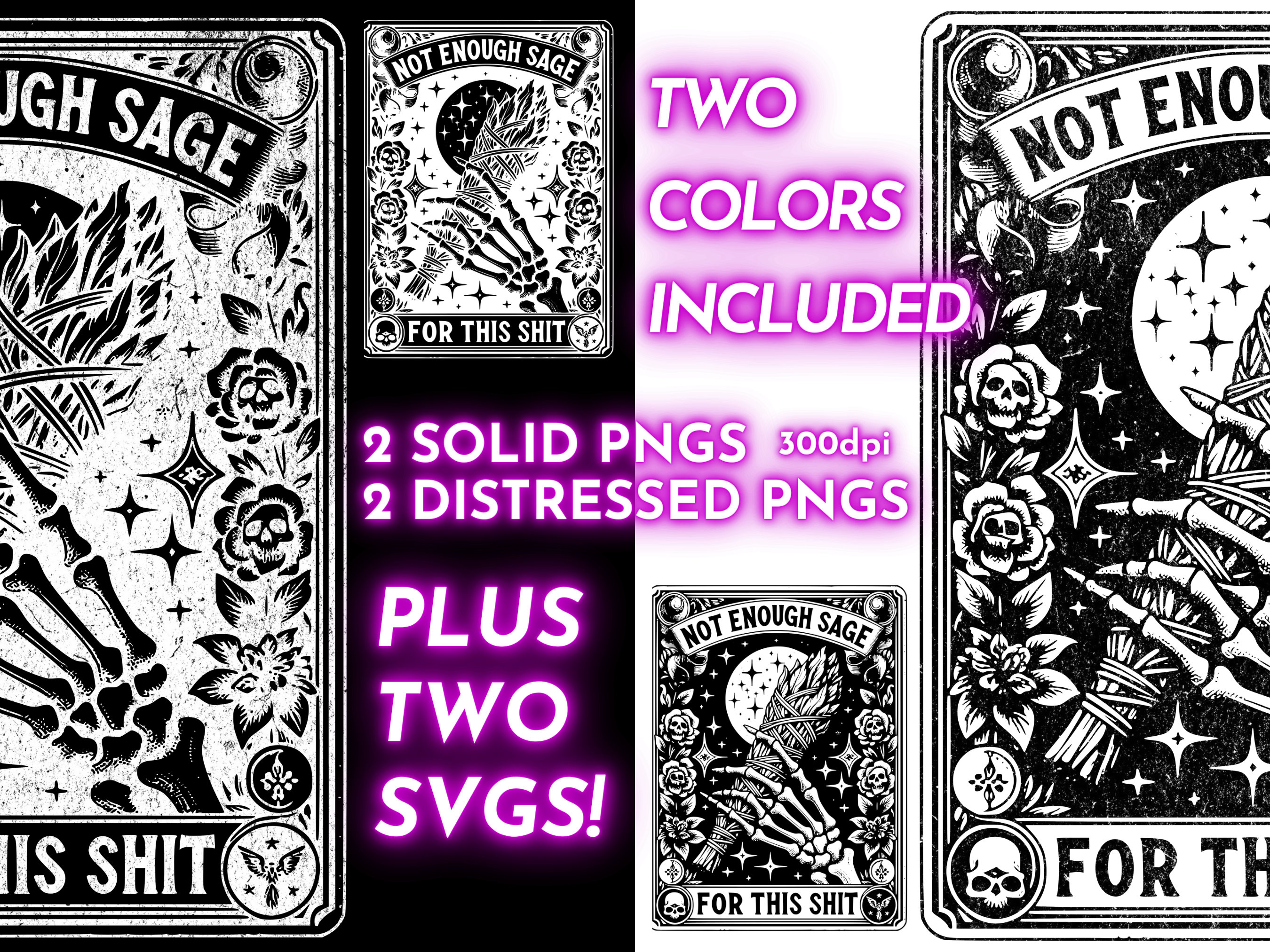 Not Enough Sage Funny Tarot Card SVG PNG, Sarcastic Sweary Skeleton ...
