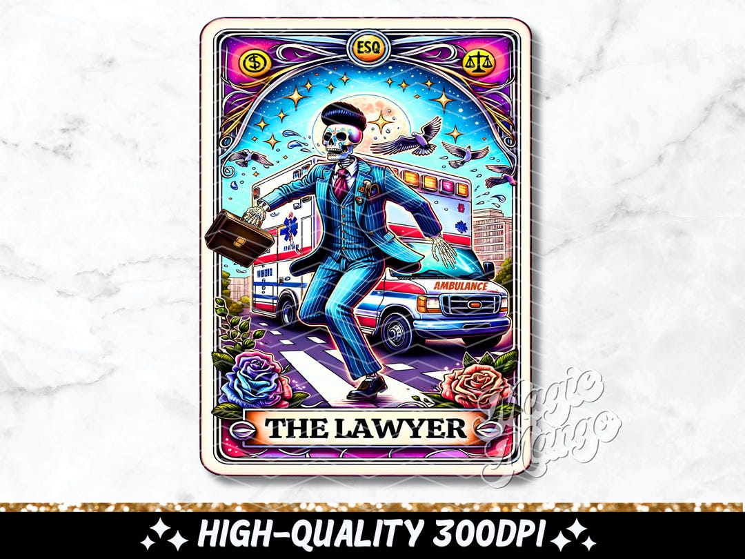 The Lawyer Funny Tarot Card PNG, Attorney Skeleton Sublimation Design ...