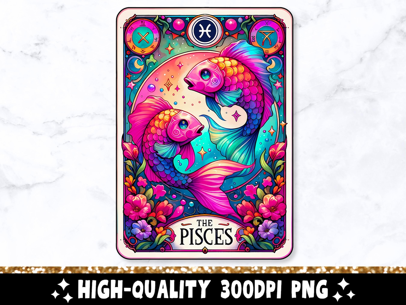 The Pisces Tarot Card PNG, Zodiac Sublimation Design, Witchy Vibes ...