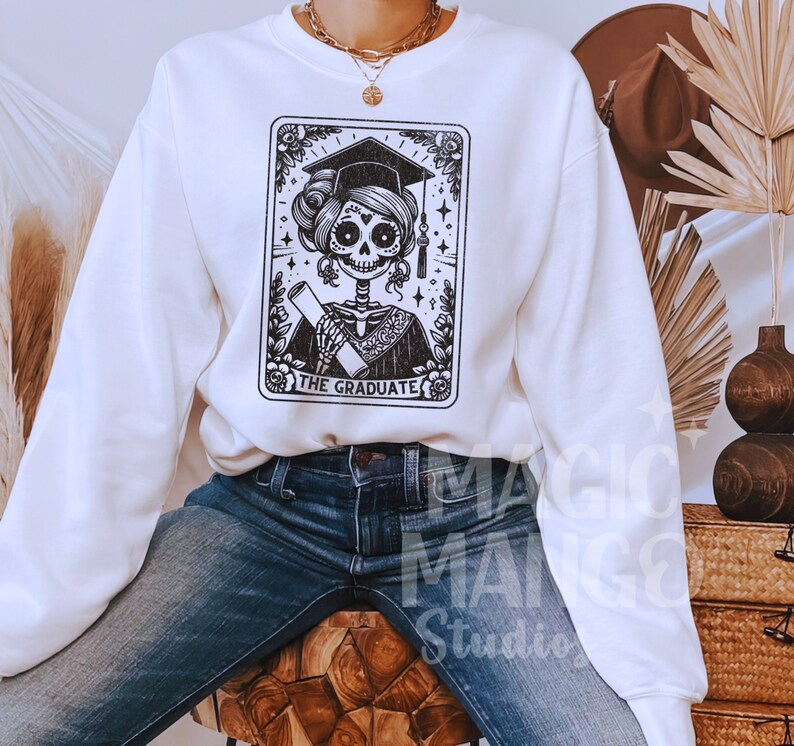 The Graduate Tarot Card SVG PNG, Graduation Skeleton Skull Sublimation ...
