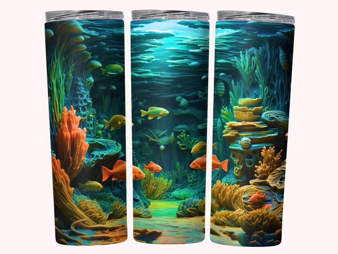 Aquarium Tumbler Wrap, 20oz Skinny Tumbler Sublimation Design, Instant ...