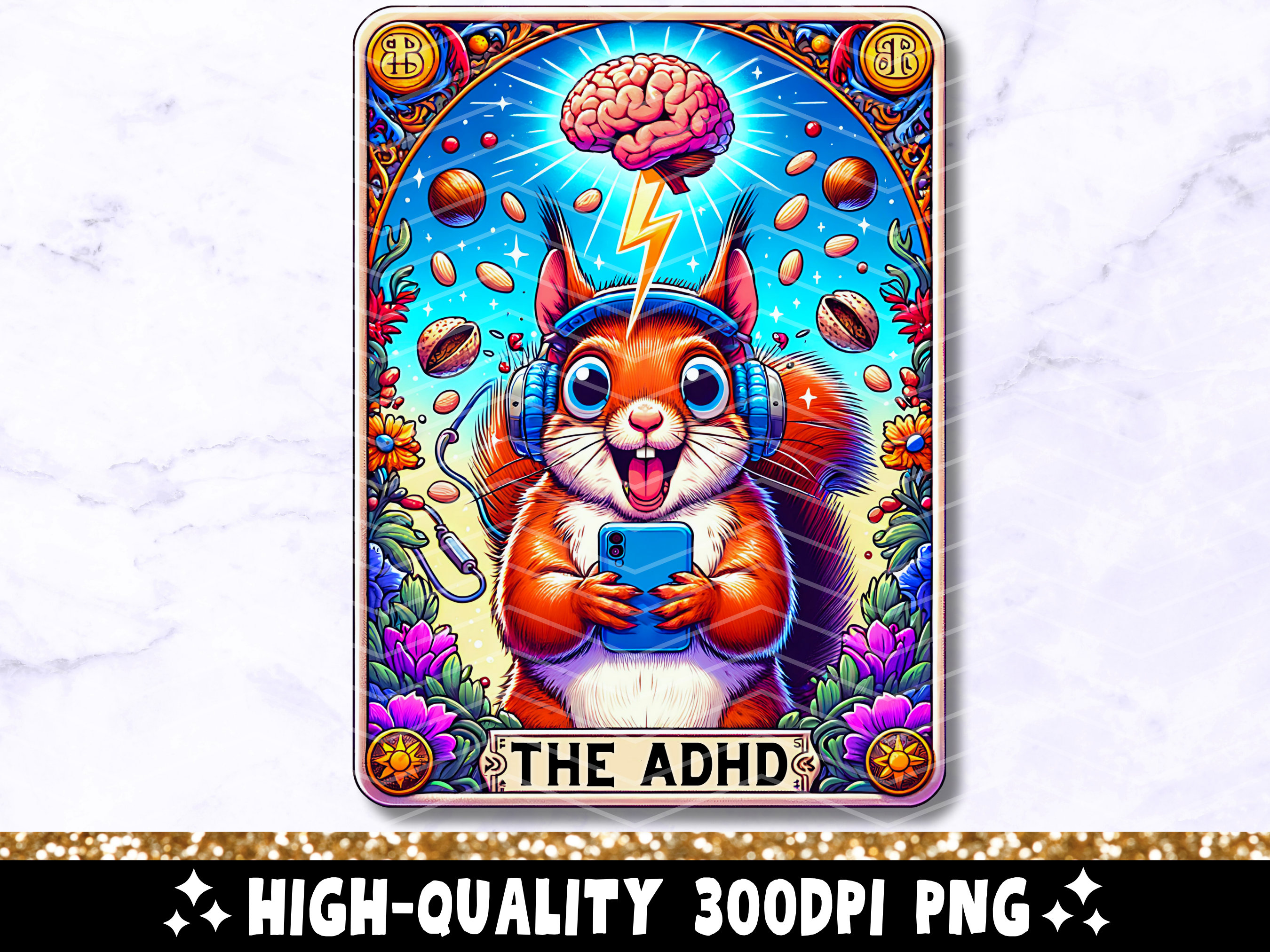 The ADHD Funny Tarot Card PNG, Neurodivergent Sublimation Design, ADD ...