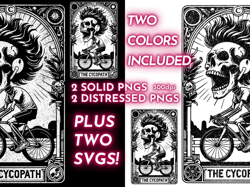 The Cycopath Funny Tarot Card SVG PNG, Skeleton Cyclist Sublimation ...