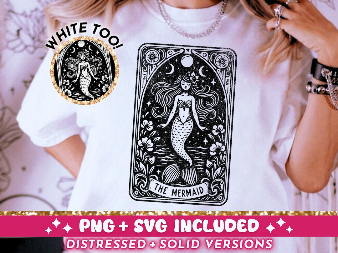 The Mermaid Tarot Card SVG PNG, Siren Mermaid Sublimation Design ...