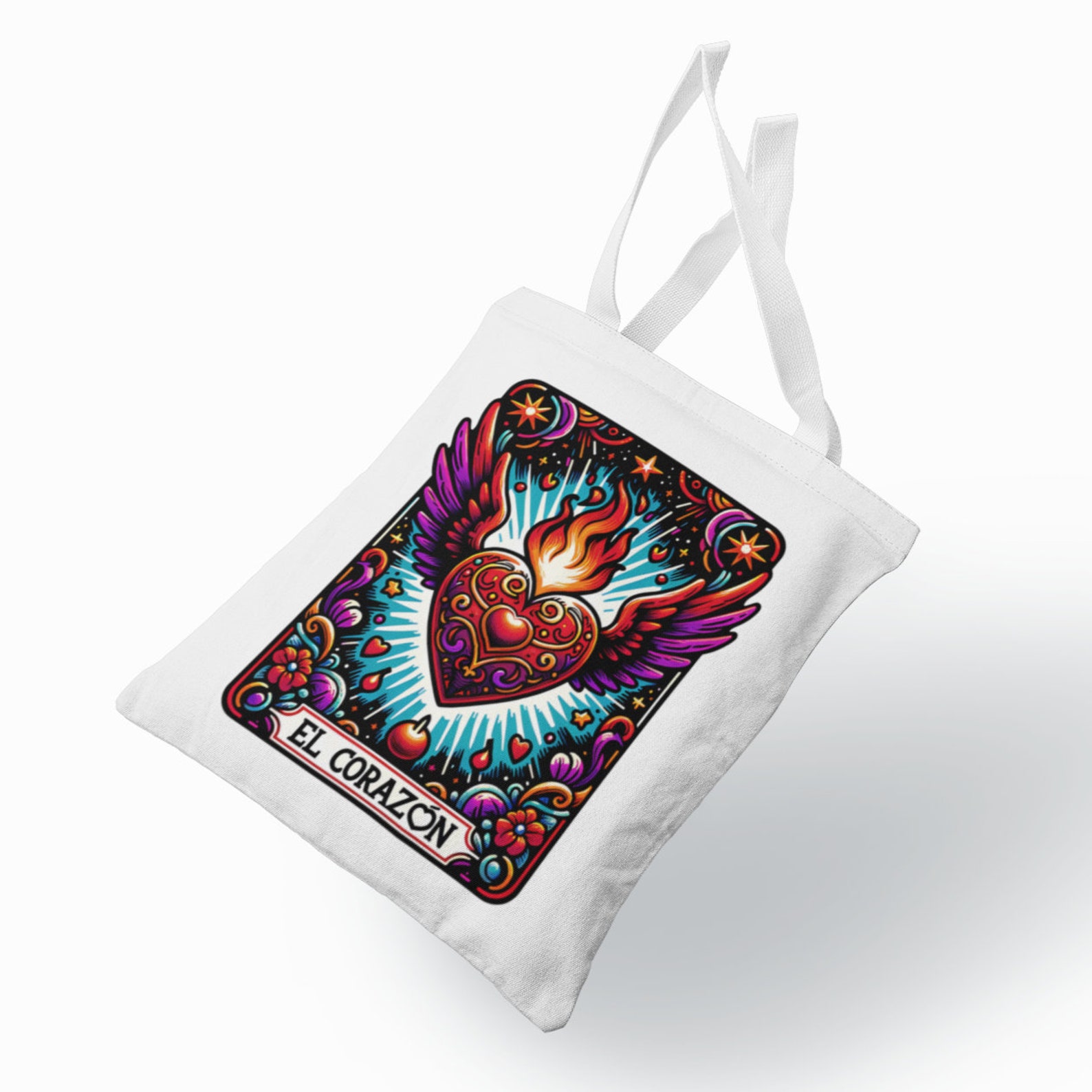 El Corazón Tarot Card PNG, Burning Heart Wings Sublimation Design ...