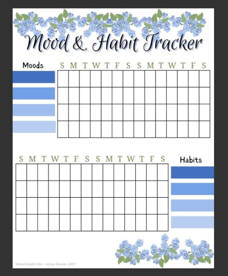 Mood & Habit Tracker BLANK - Etsy