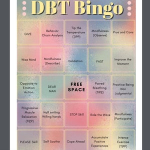 DBT Bingo (skills Worksheet) - Etsy