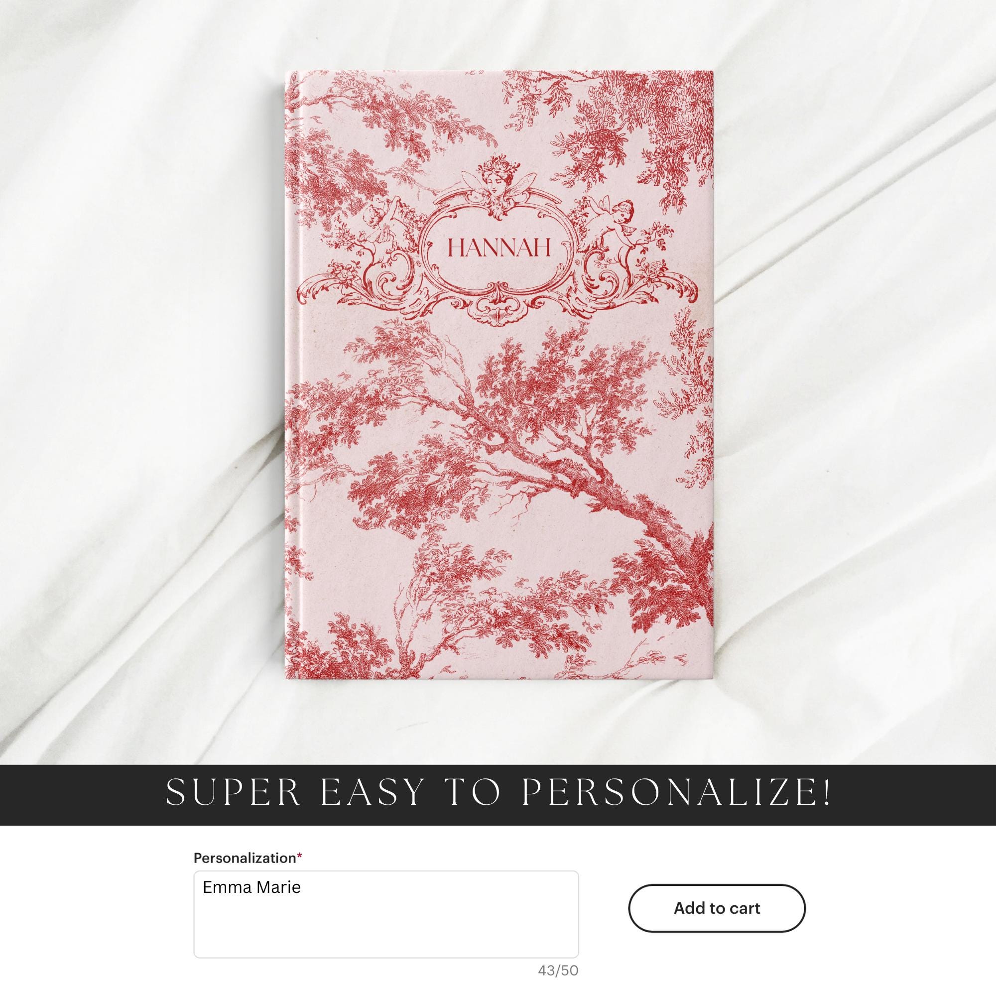 Coquette Personalized Notebook Custom Name Journal Girly Pink French ...
