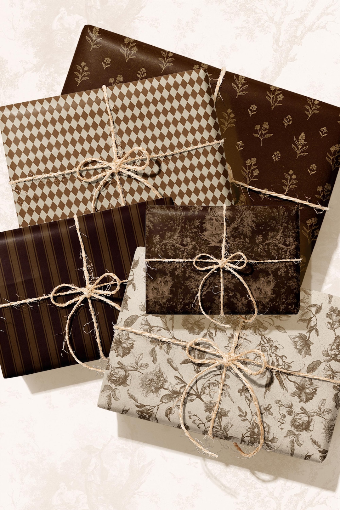 Brown Wrapping Paper Set, Classic Christmas Wrapping Paper, Timeless ...