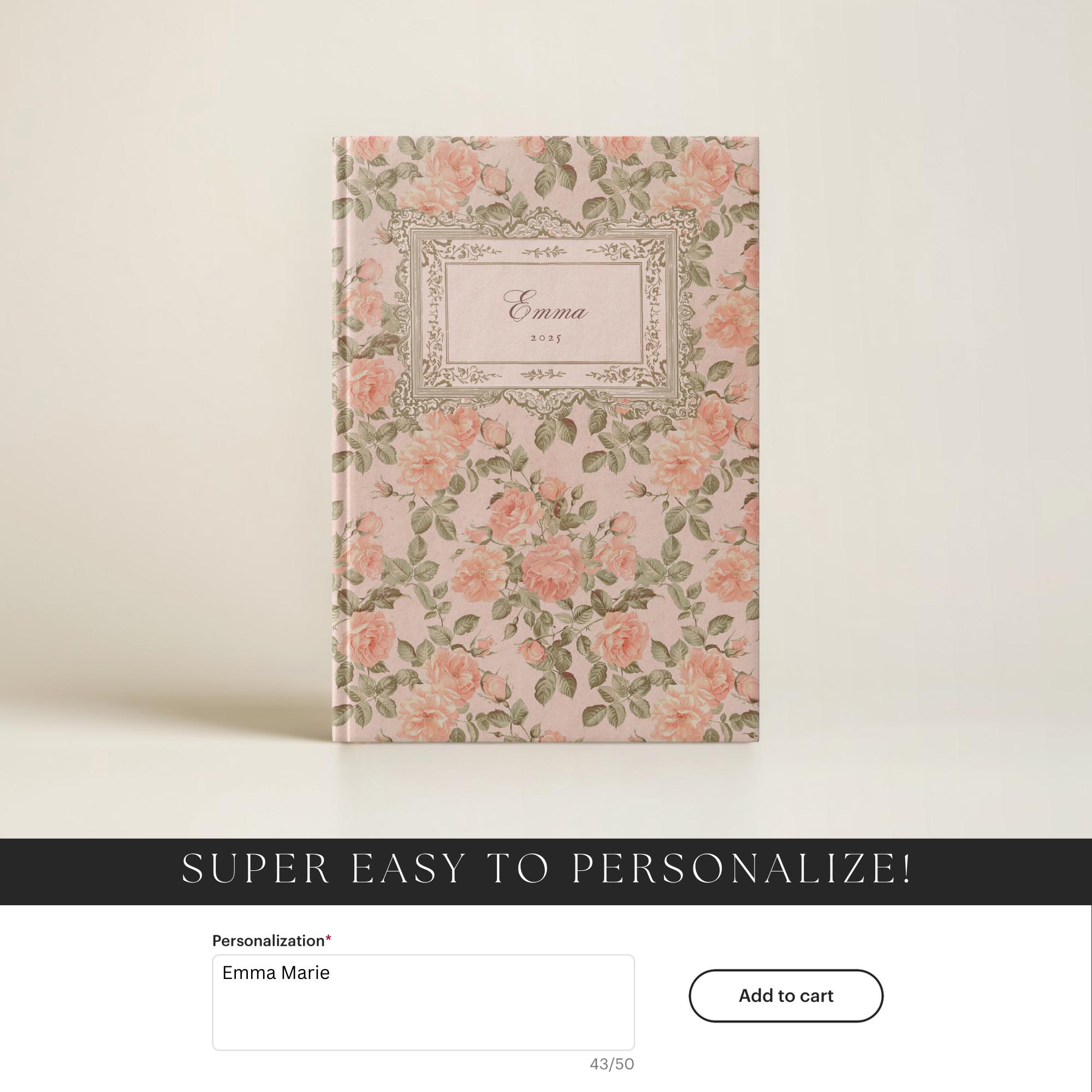 Coquette Personalized Notebook Custom Name Journal Flower Notebook ...