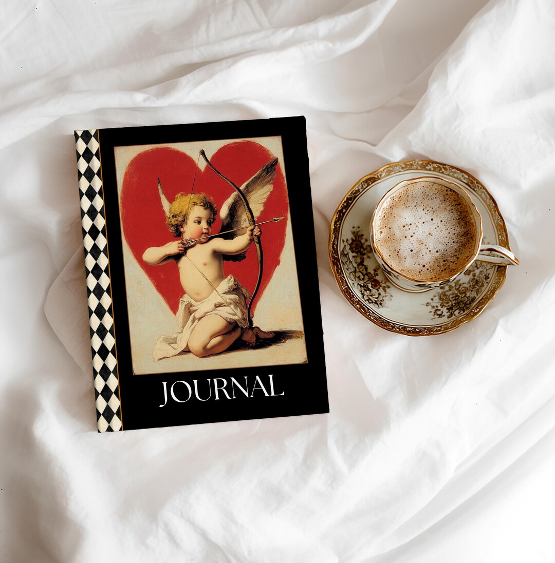 Whimsigoth Cupid Notebook, Romantic Diary With Cherub Art, Cute ...
