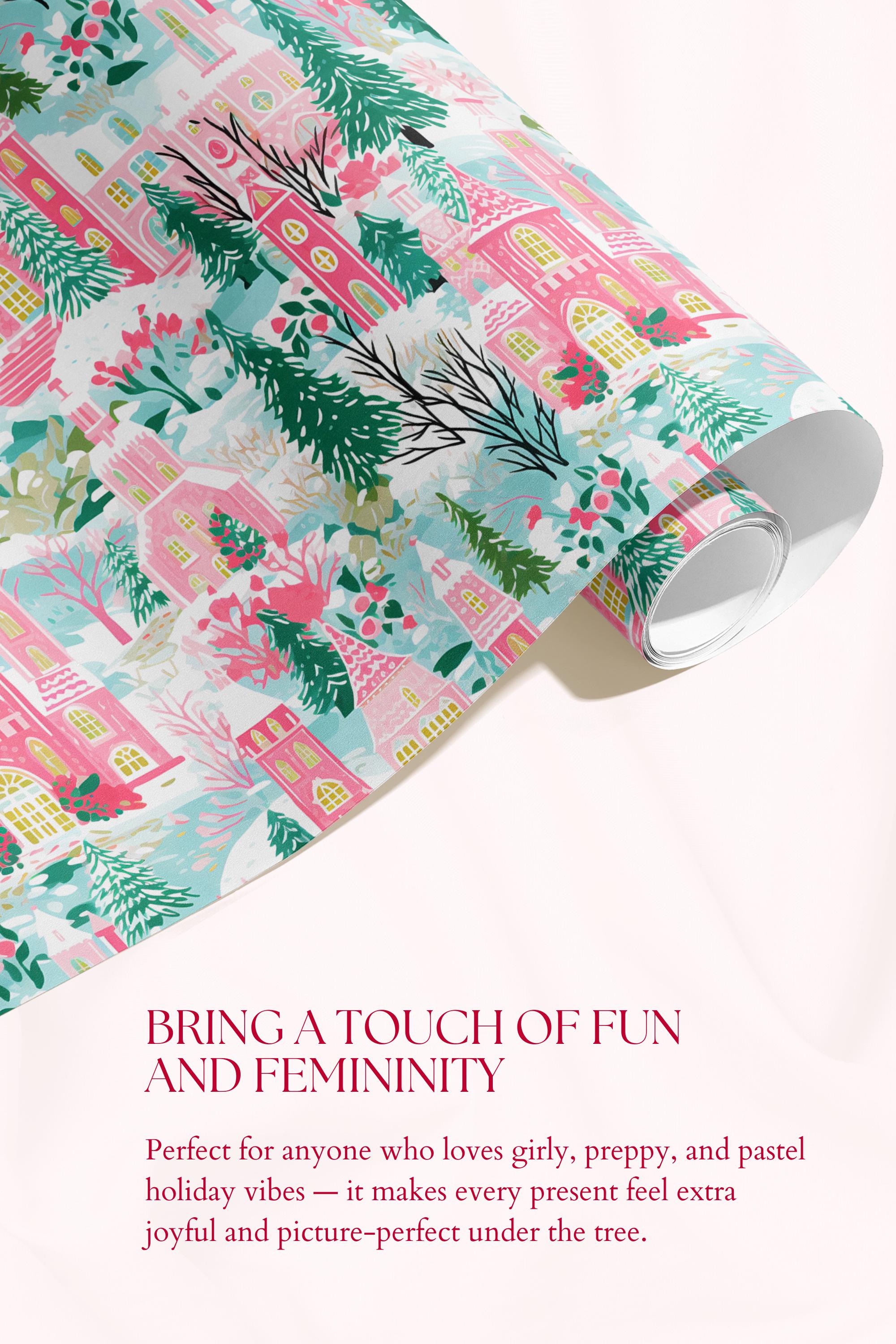 Pastel Holiday Wrapping Paper | Pink Christmas Gift Wrap | Feminine ...