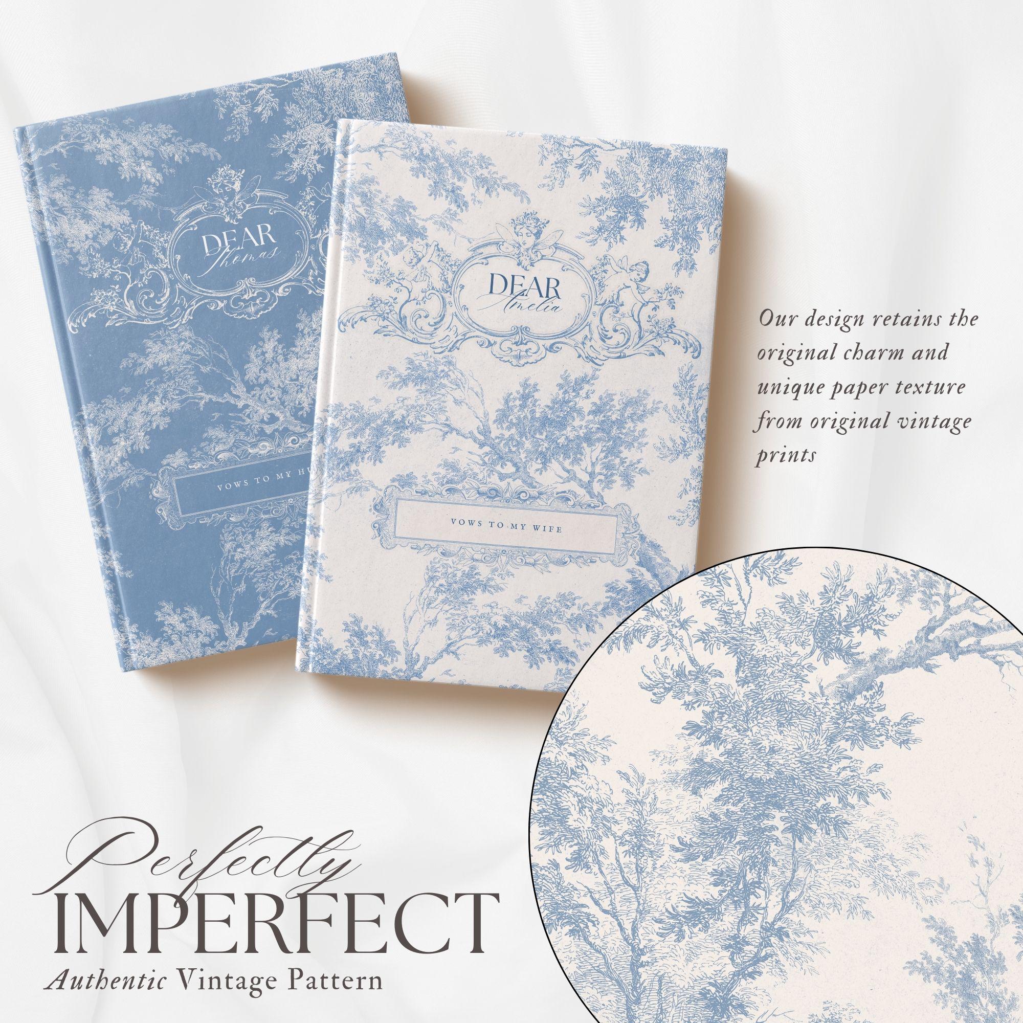 French Toile De Jouy Vow Books Custom His and Her Vow Books Elegant ...
