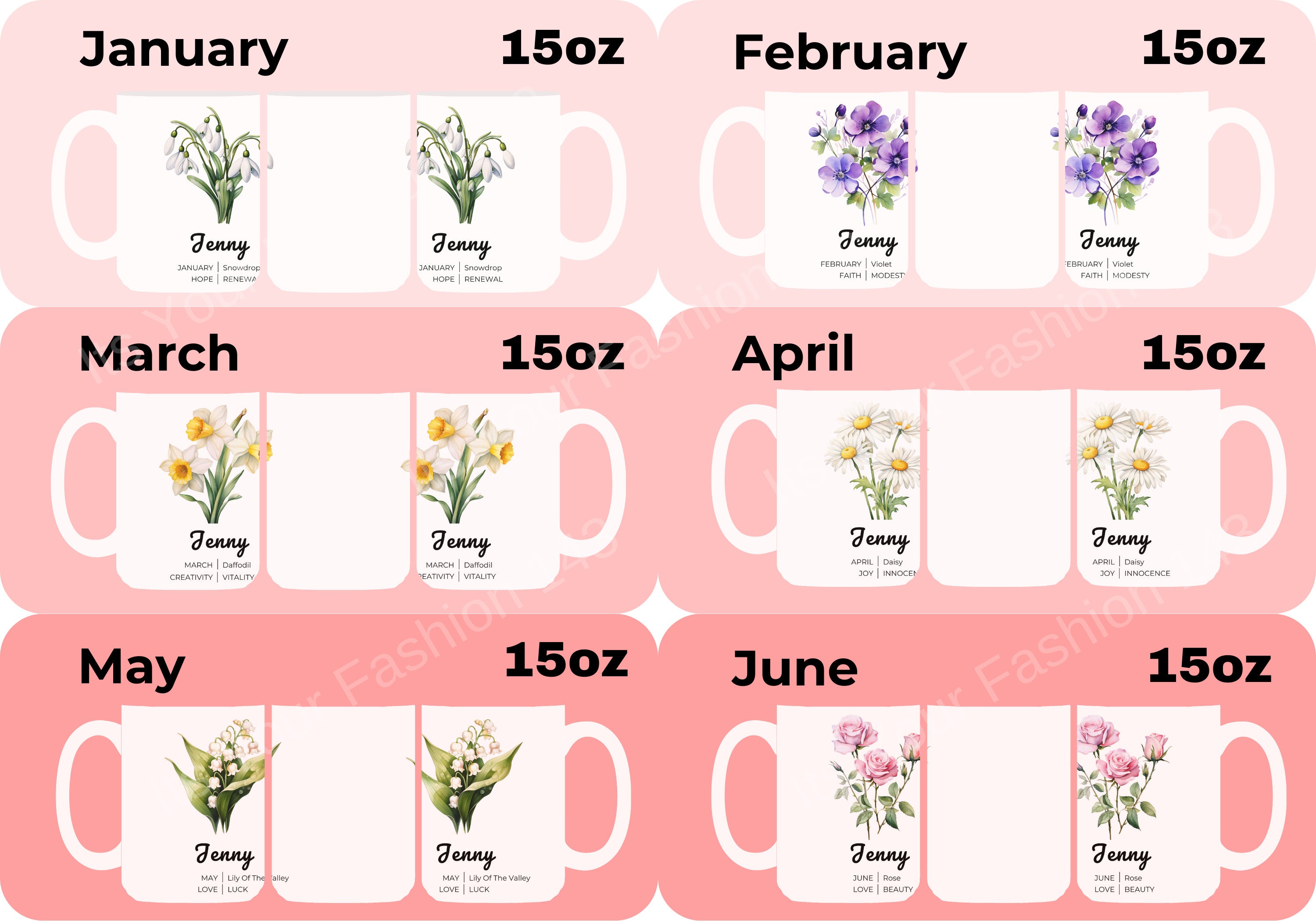 Custom Birth Flower Mug Personalized Gift September Birth Flower Custom ...