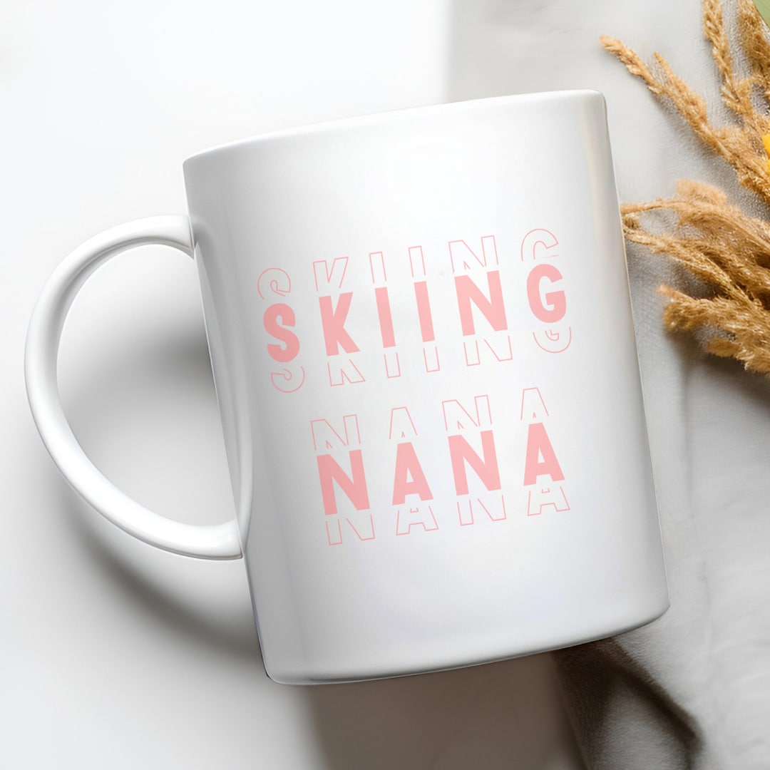 Skiing Nana Triple Pink Coffee Mug for Skier, Skier Mug, Ski Mug ...