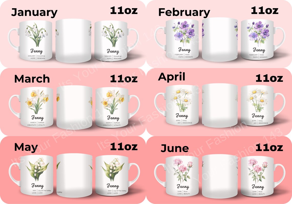 Custom Birth Flower Mug Personalized Gift September Birth Flower Custom ...