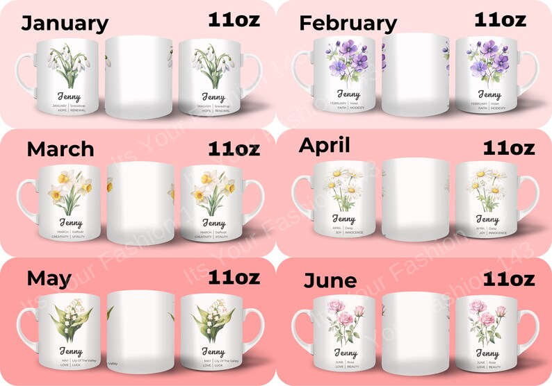 Custom Birth Flower Mug Personalized Gift September Birth Flower Custom ...