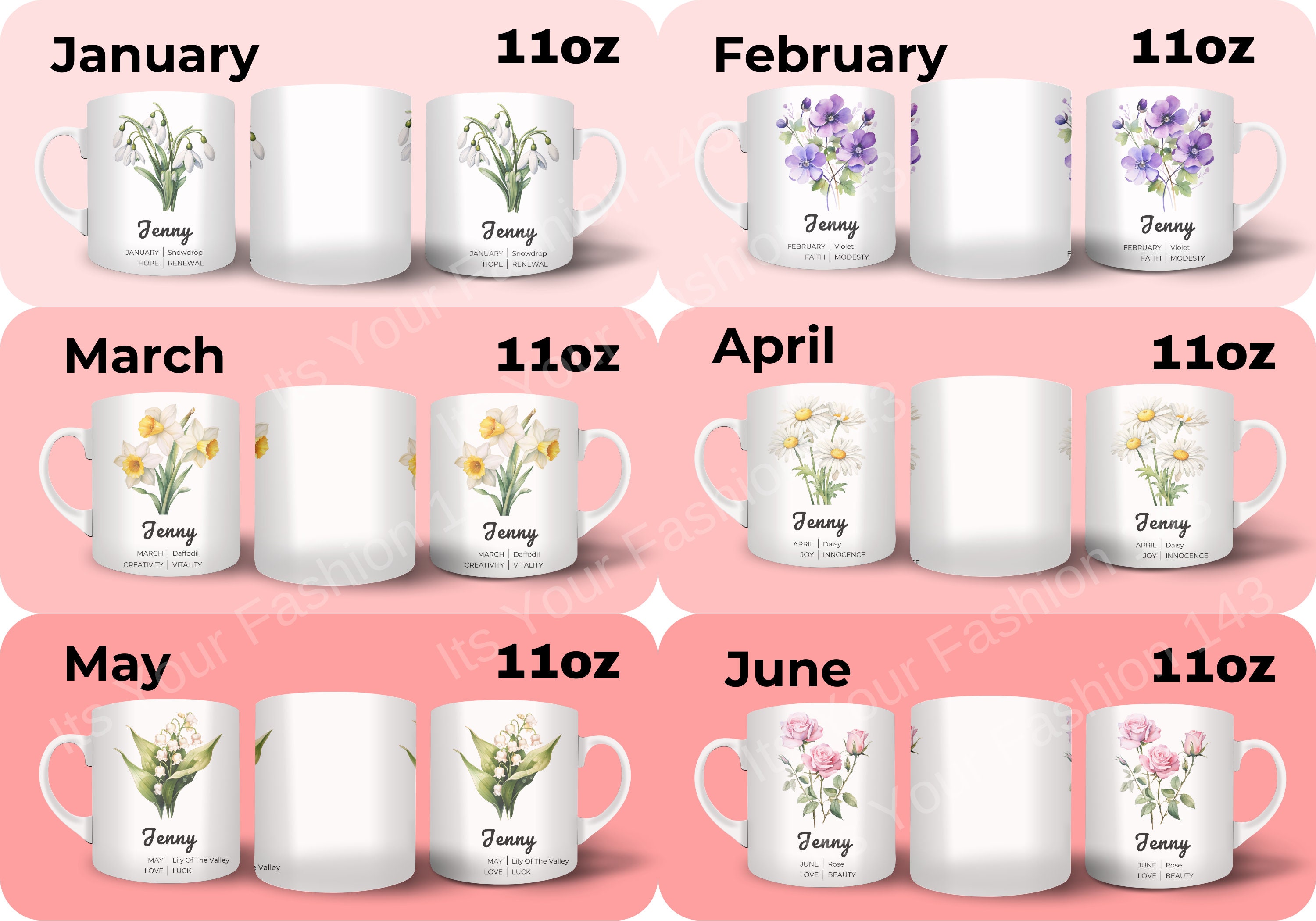 Custom Birth Flower Mug Personalized T September Birth Flower Custom