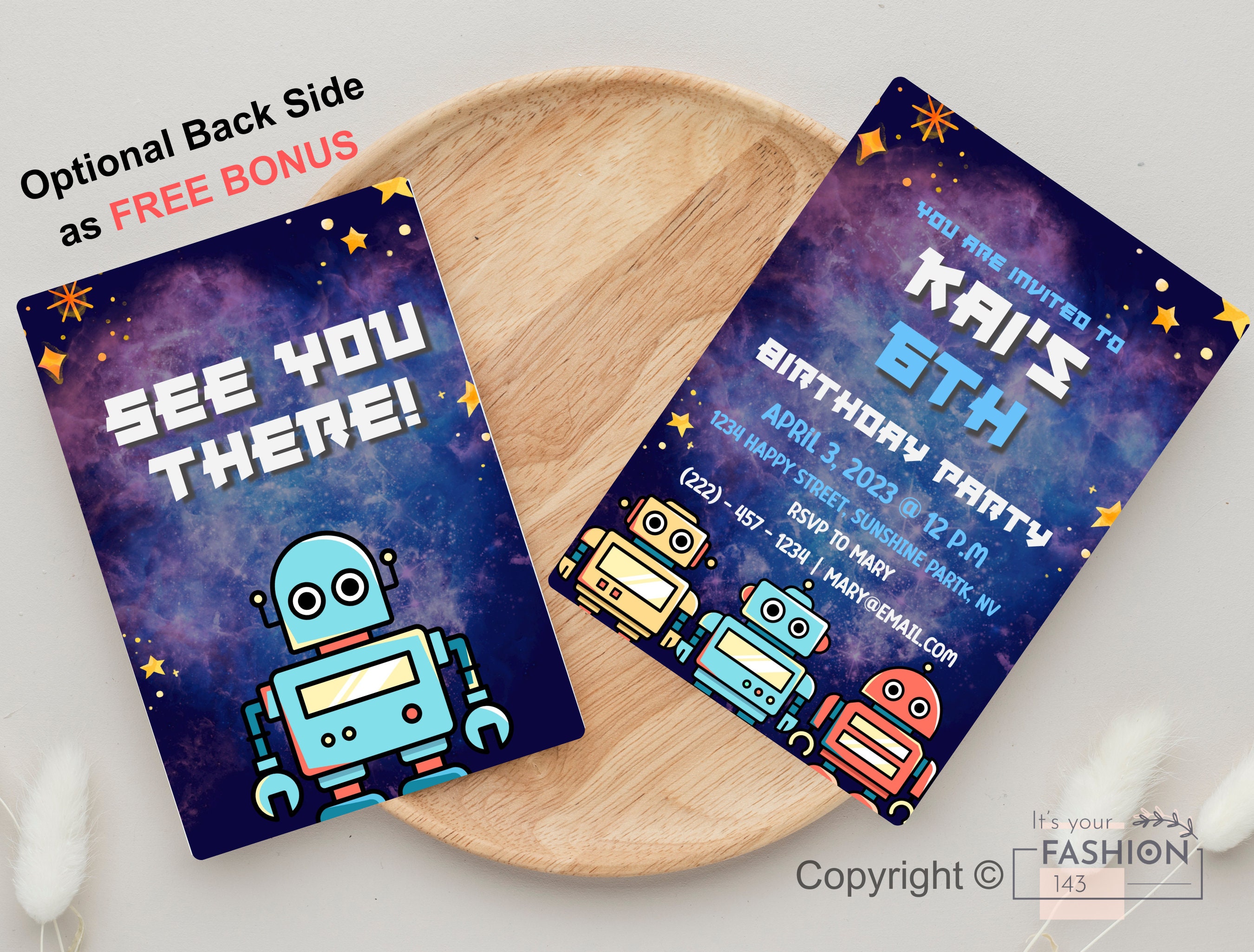 Robot Space Birthday Party Invitation Editable 5x7 & Mobile Digital ...