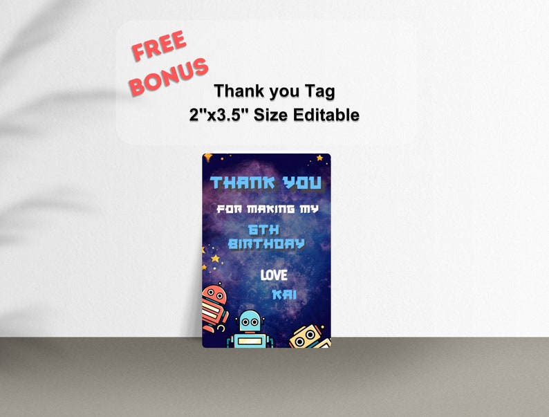 Robot Birthday Party Invitation Digital TXT Invite, Black Space DIGITAL ...