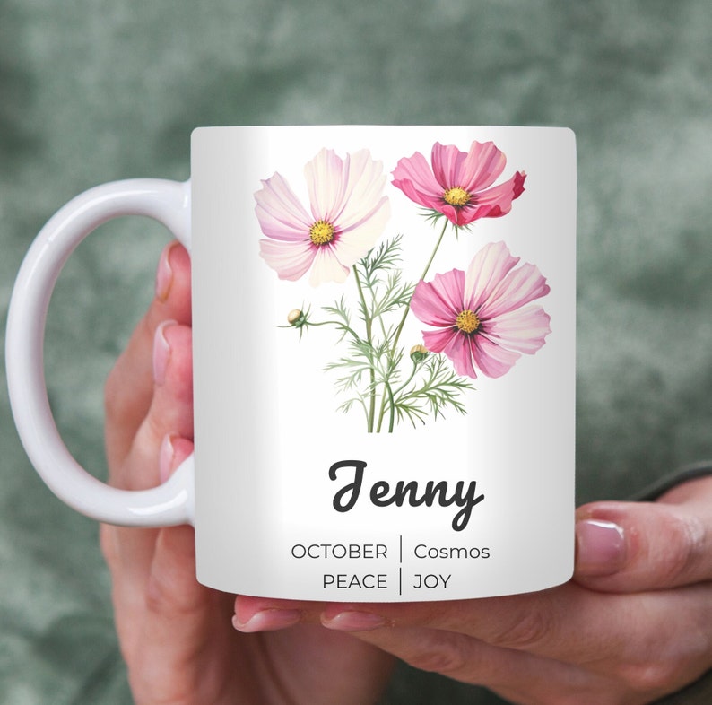 Custom Birth Flower Mug Personalized T October Birth Flower Custom