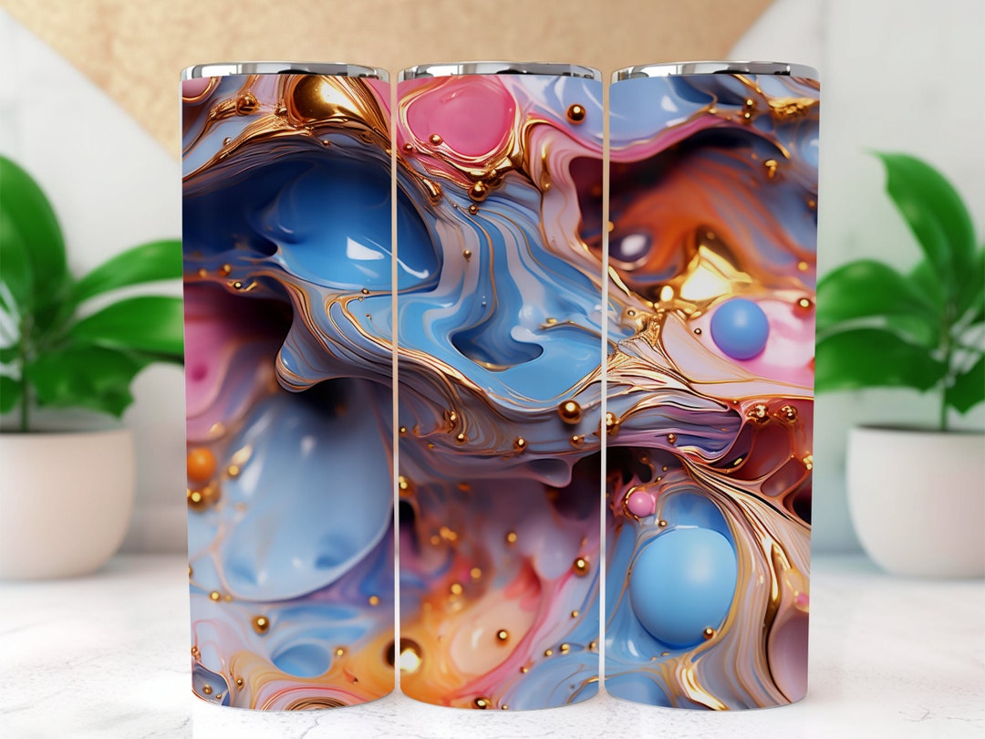 Blue Pink Gold 3D Tumbler Wrap Sublimation 20oz Skinny Straight ...