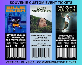 Physical Ticket Custom Personalized Laminated Concert Event Ticket ...