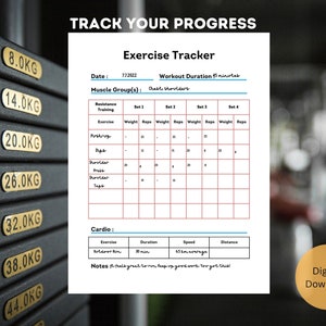 Exercise Tracker, Workout Tracker, Fitness Log, Workbook Log Template ...