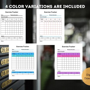 Exercise Tracker, Workout Tracker, Fitness Log, Workbook Log Template ...