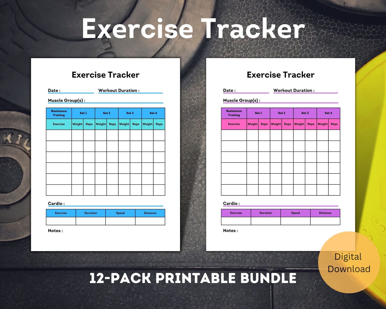 Exercise Tracker, Workout Tracker, Fitness Log, Workbook Log Template ...