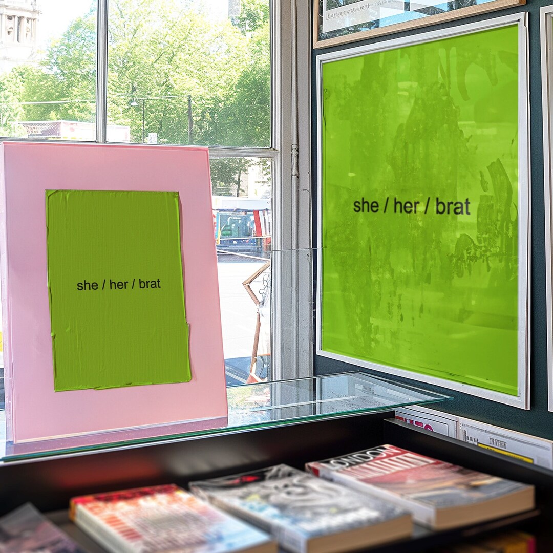 She / Her / Brat Pronouns Art Print, Charli Brat Wall Art, Green Brat ...