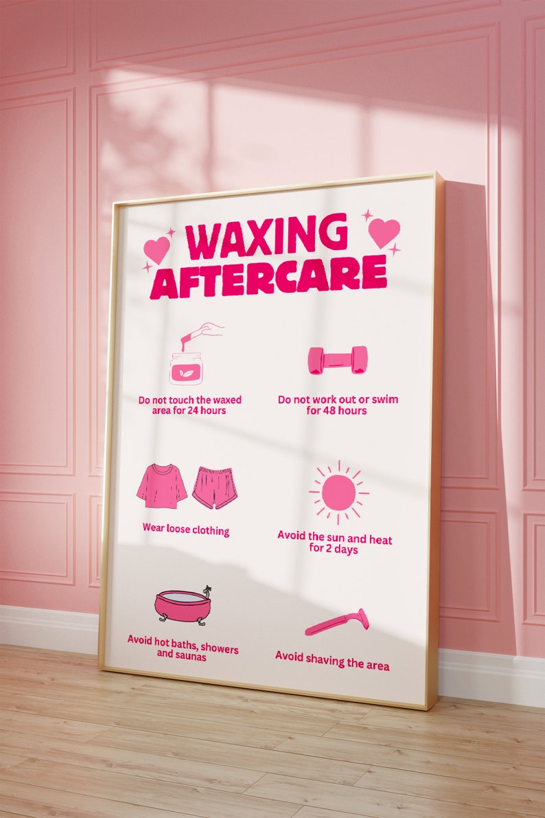 Waxing Aftercare Instructions Poster, Esthetician Beauty Salon Wall Art ...