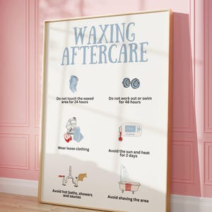 Waxing Aftercare Instructions Poster, Esthetician Beauty Salon Wall Art ...